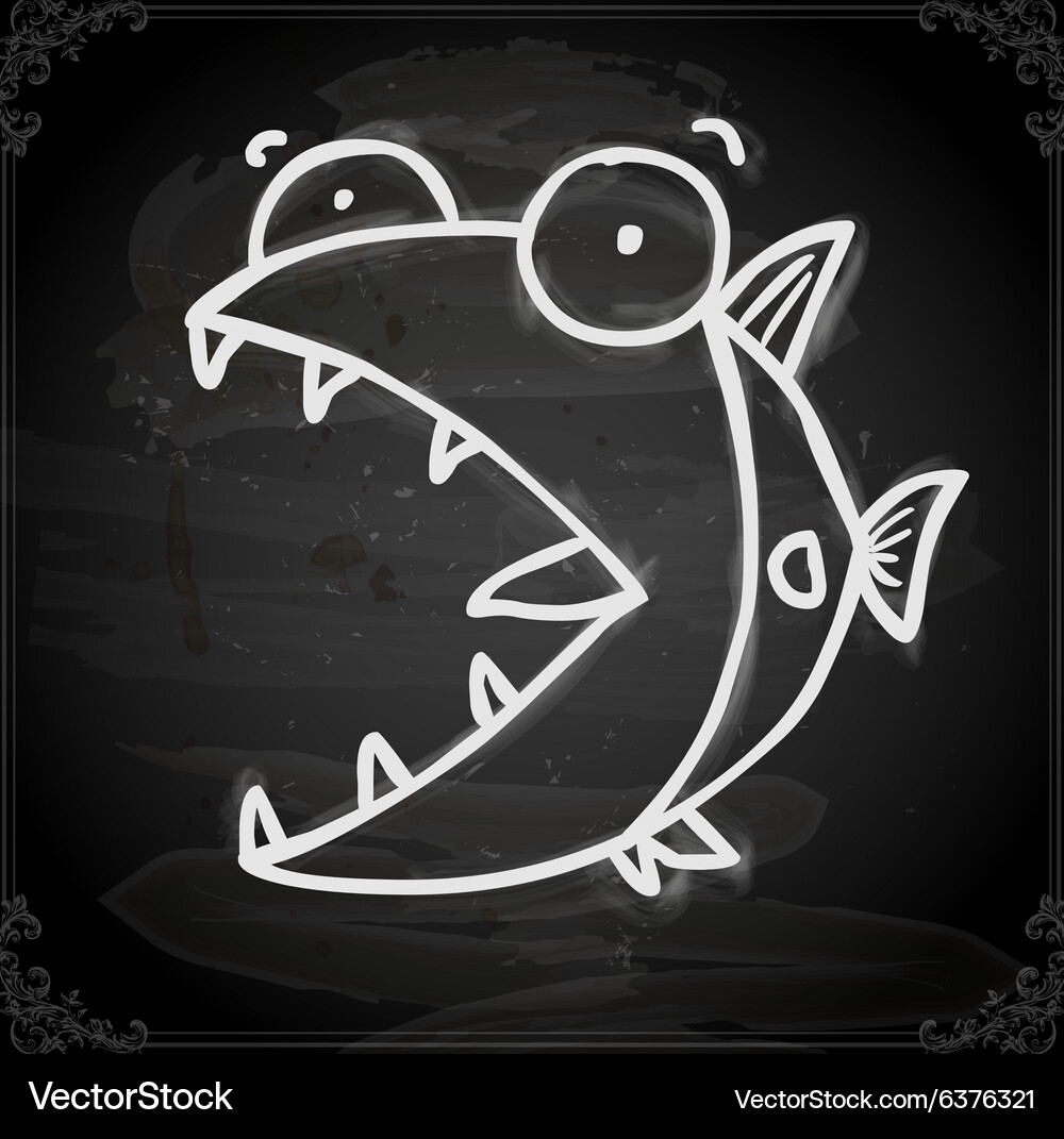 Fish drawing on chalk board Royalty Free Vector Image