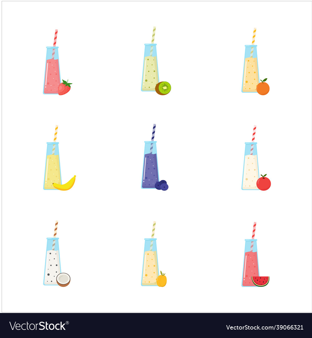 Fresh smoothie set Royalty Free Vector Image - VectorStock