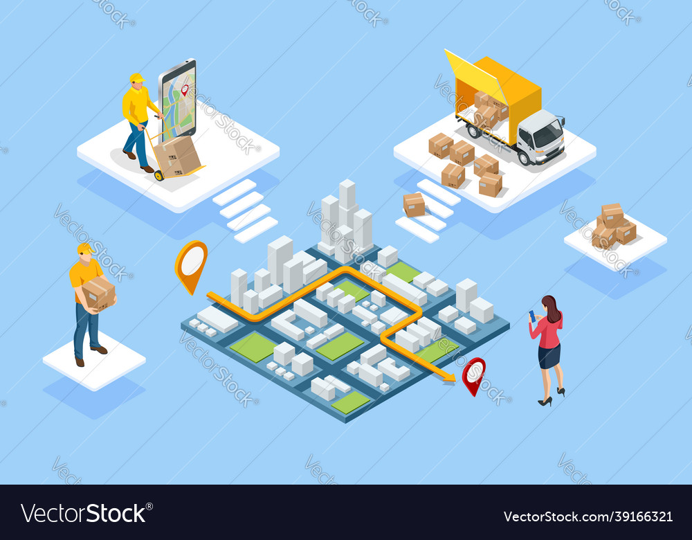 Global logistics network isometric Royalty Free Vector Image