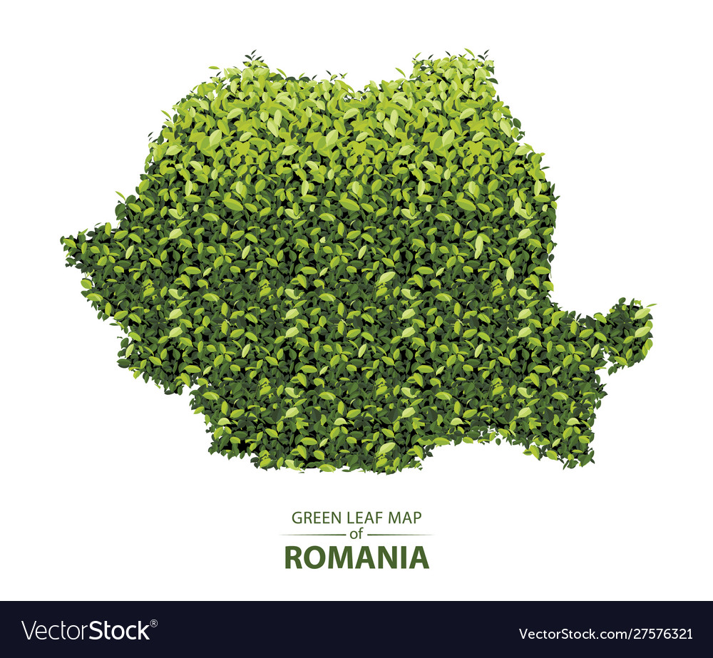 Green leaf map romania Royalty Free Vector Image