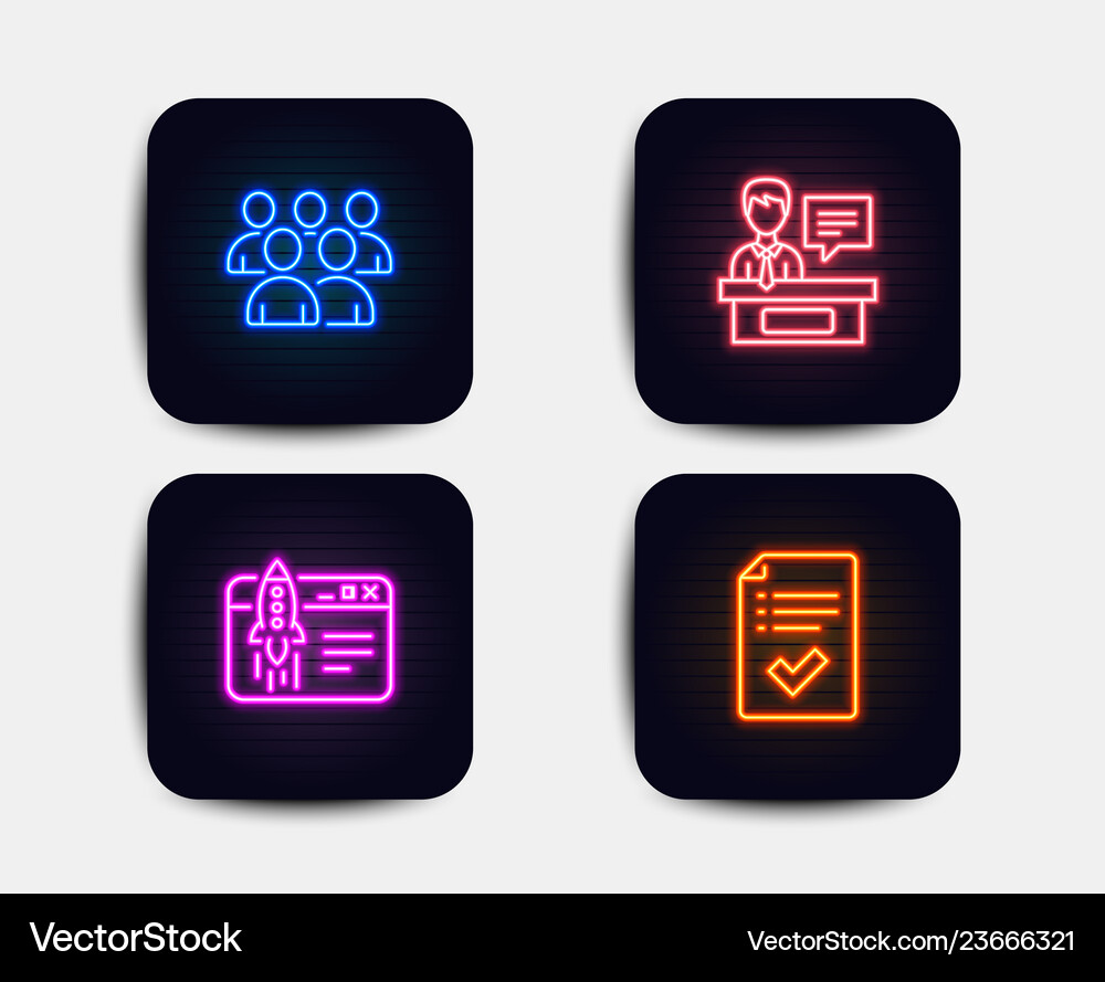 Group exhibitors and start business icons Vector Image