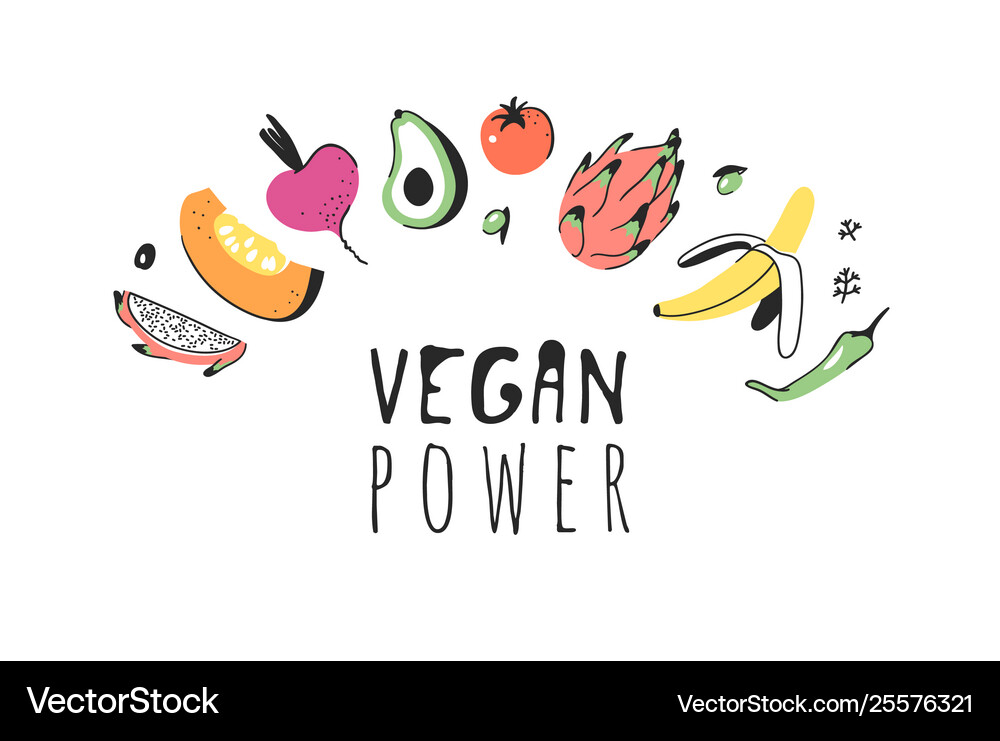 Hand drawn set vegetables fruits and eco Vector Image