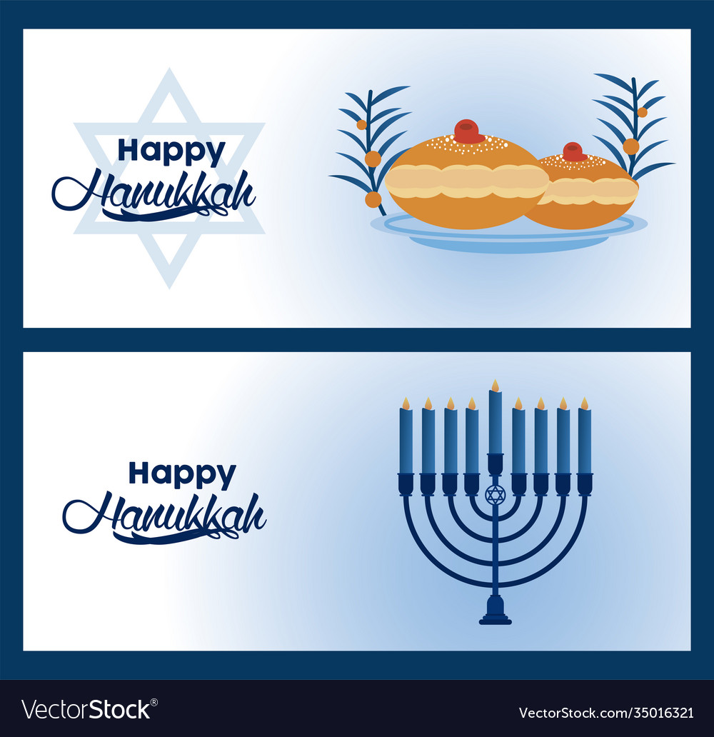 Happy hanukkah celebration with blue candelabrum Vector Image