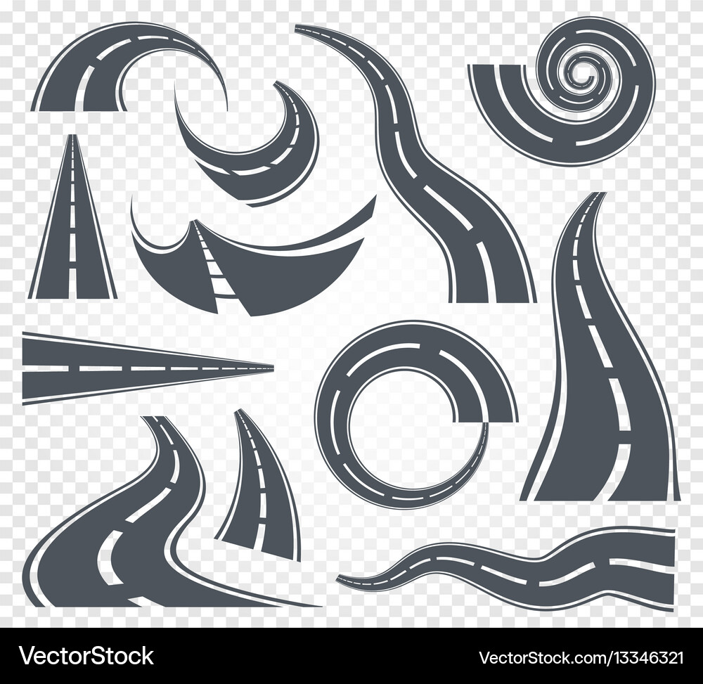 Isolated grey color road or highway with dividing Vector Image