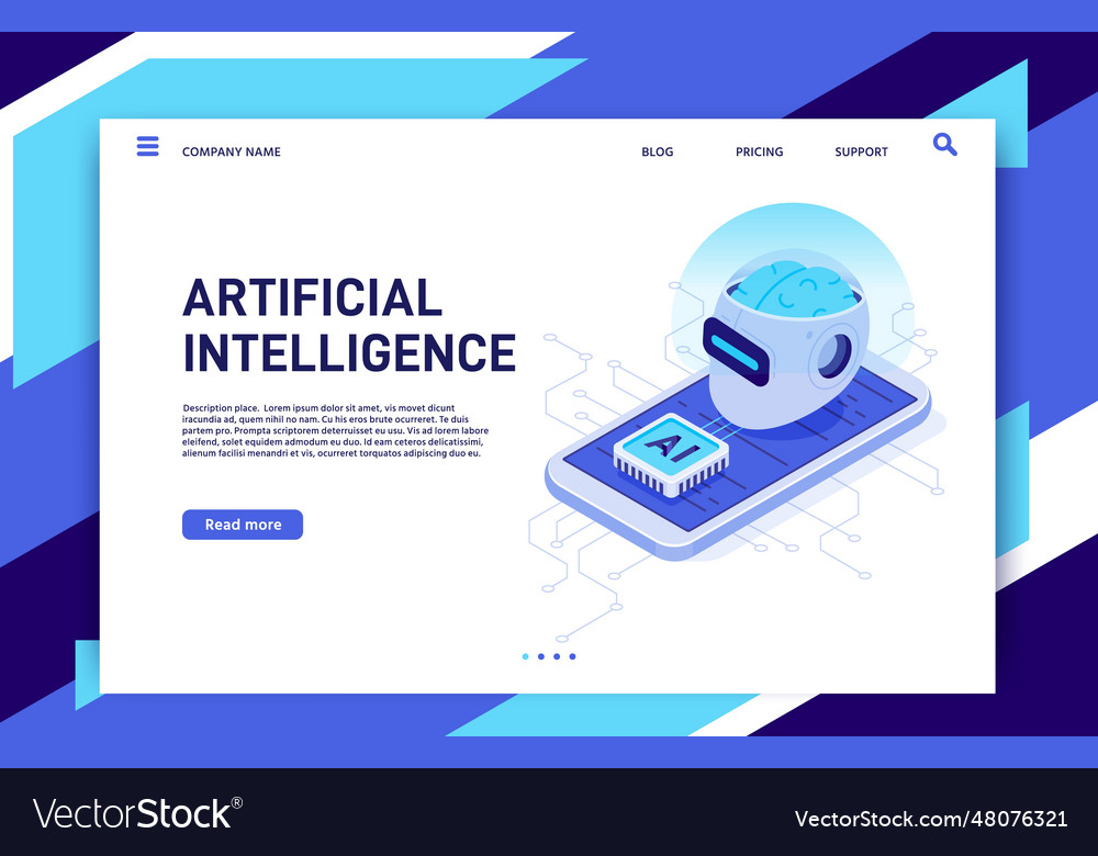 Isometric mobile artificial intelligence ai Vector Image