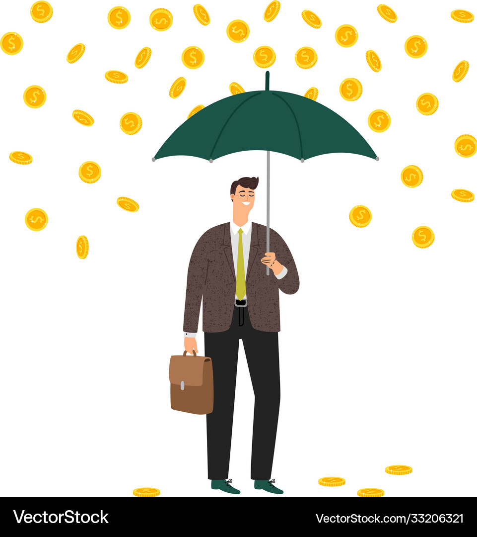 Man under money rain Royalty Free Vector Image
