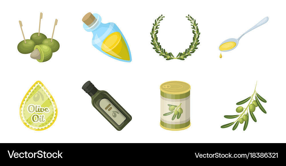 Olive food icons in set collection for design Vector Image