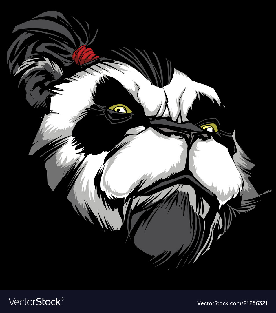 Panda master on black Royalty Free Vector Image