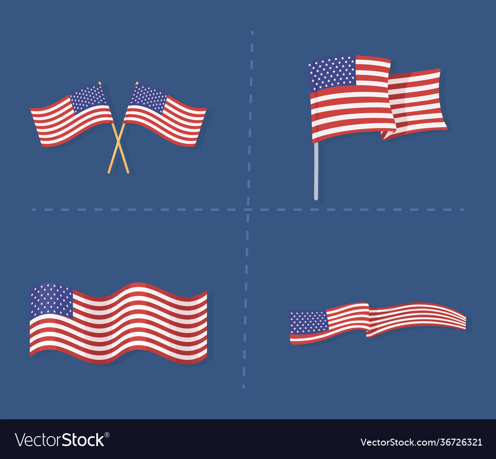 Set american flags Royalty Free Vector Image - VectorStock