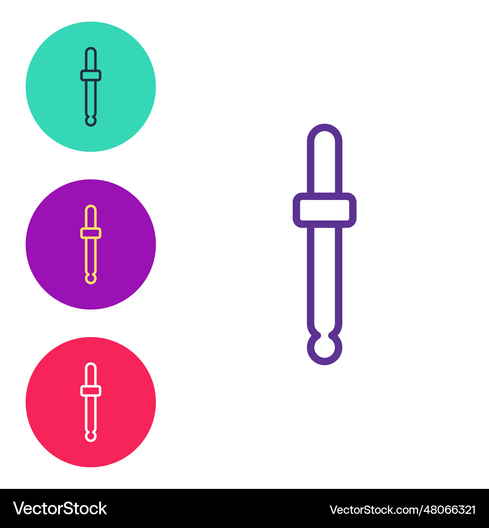 Set line eyedropper color picker palette icon Vector Image
