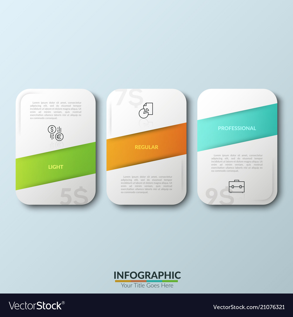 Three separate white rounded rectangles Royalty Free Vector