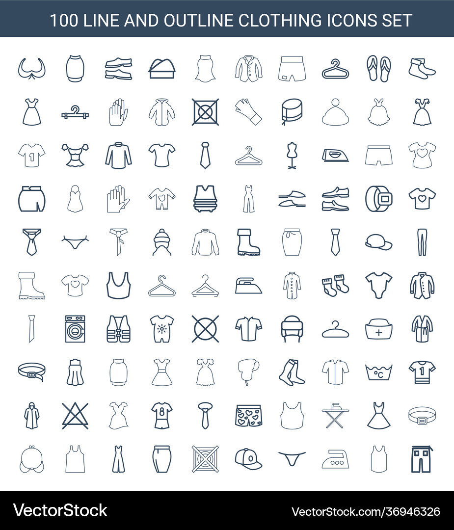 100 clothing icons Royalty Free Vector Image - VectorStock