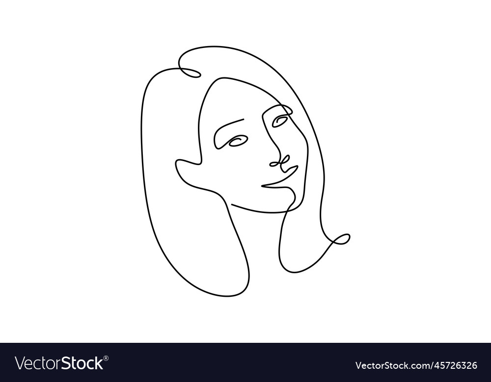 Abstract Woman Face Continuous Line Drawing Vector Image