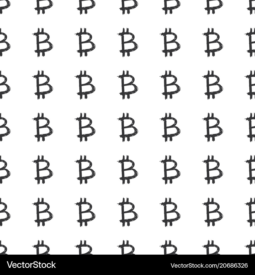 Bitcoin sign icon brush lettering seamless Vector Image