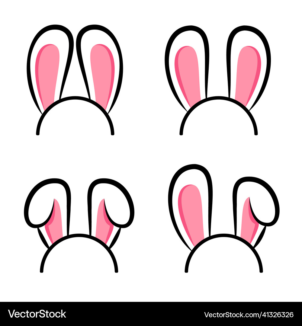 Collection of bunny ears rabbit ears icon set Vector Image