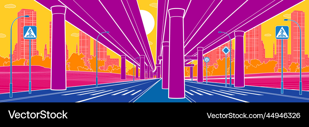 Colorful city architecture and infrastructure Vector Image