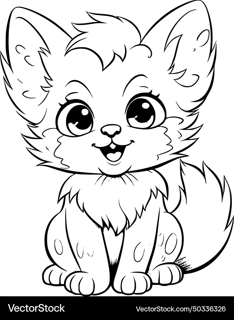 Cute fluffy coloring page drawing for kids Vector Image
