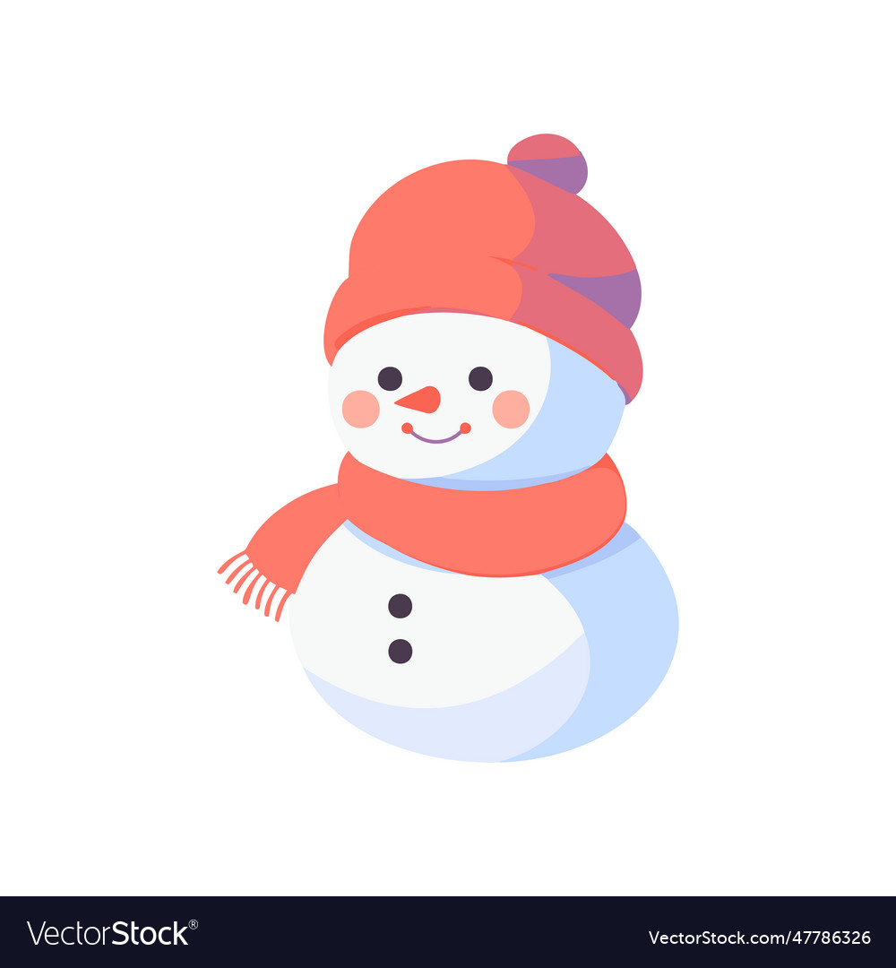 Cute snowman in flat style isolated on background Vector Image
