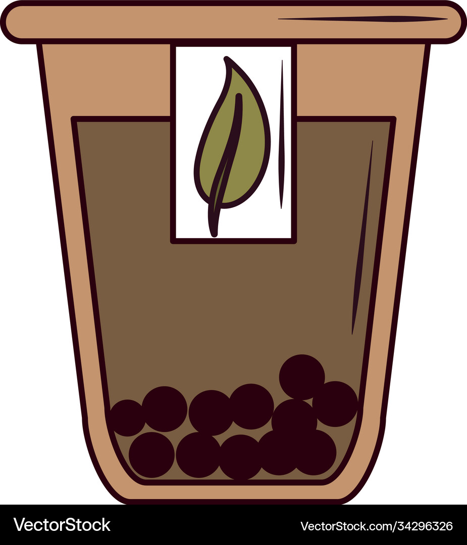 Disposable cup with herbal beverage line and fill Vector Image