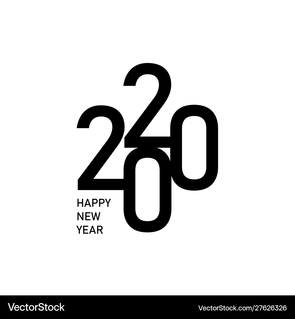 Happy new year 2020 text design logo Royalty Free Vector