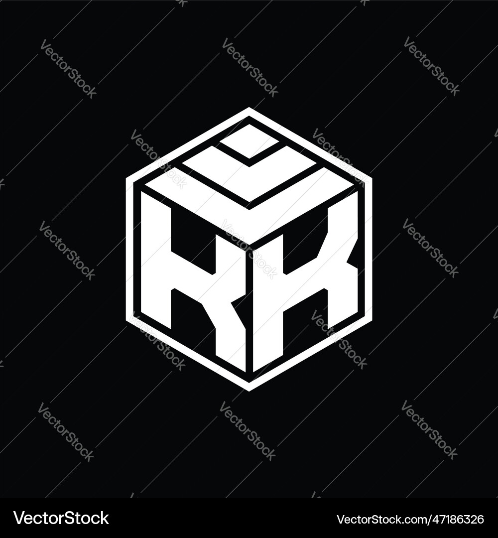 Kk logo monogram with hexagon geometric isolated Vector Image