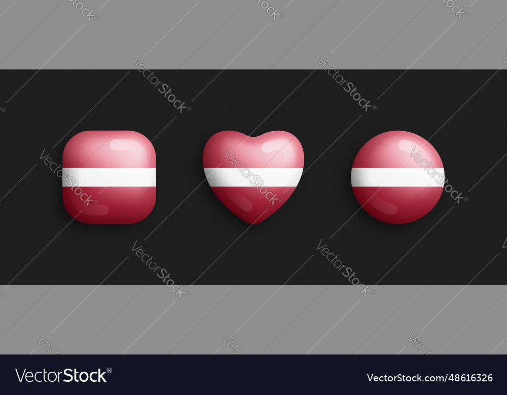 Latvia official national flag 3d glossy icons Vector Image