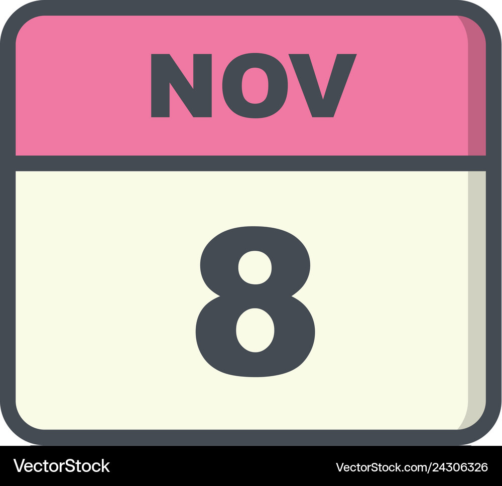 November 8th date on a single day calendar Vector Image