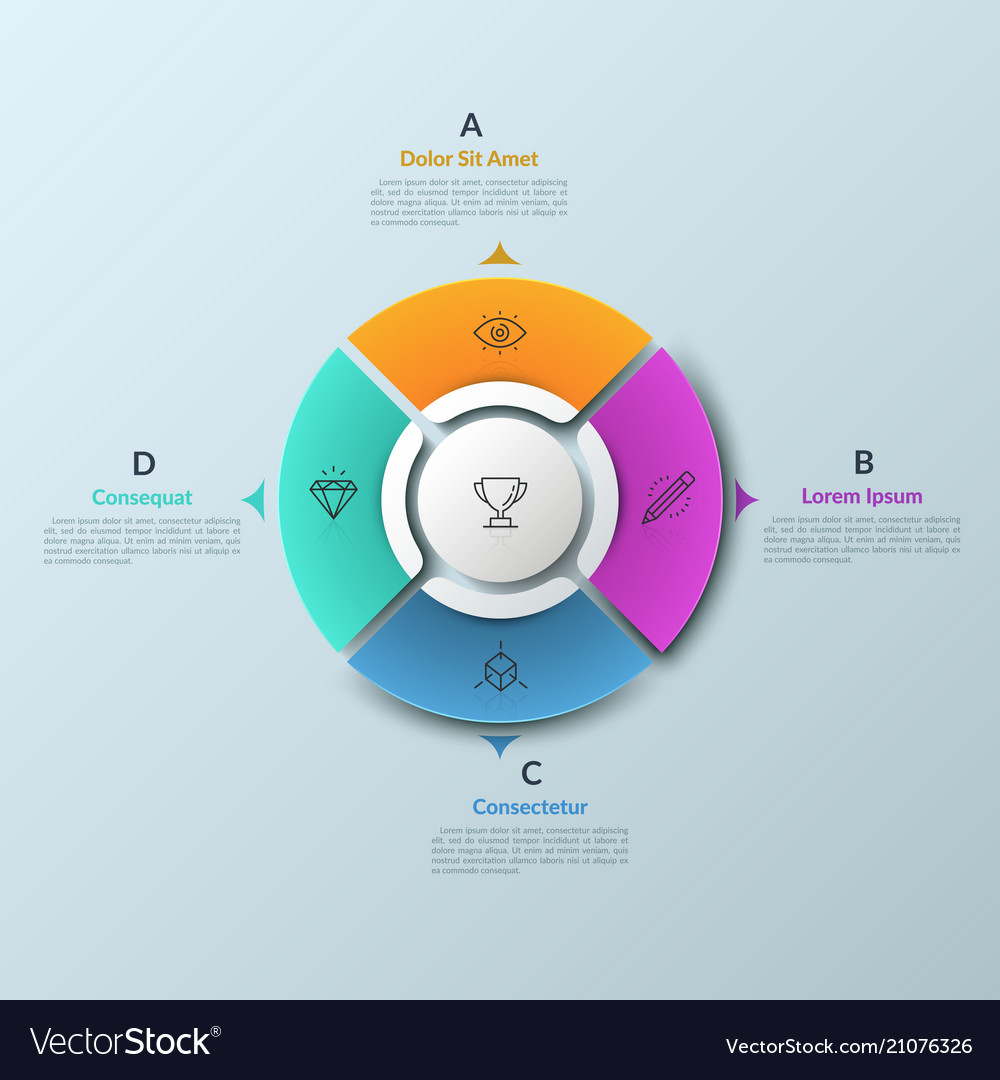 Pie chart divided into 4 separate sectors Vector Image