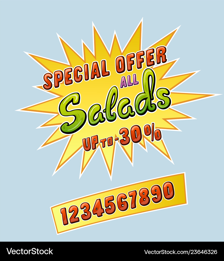 Salads promotional sticker Royalty Free Vector Image