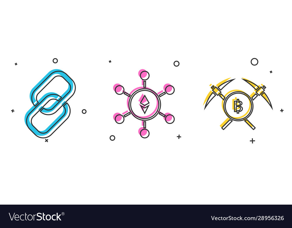 Set chain link blockchain technology ethereum eth Vector Image