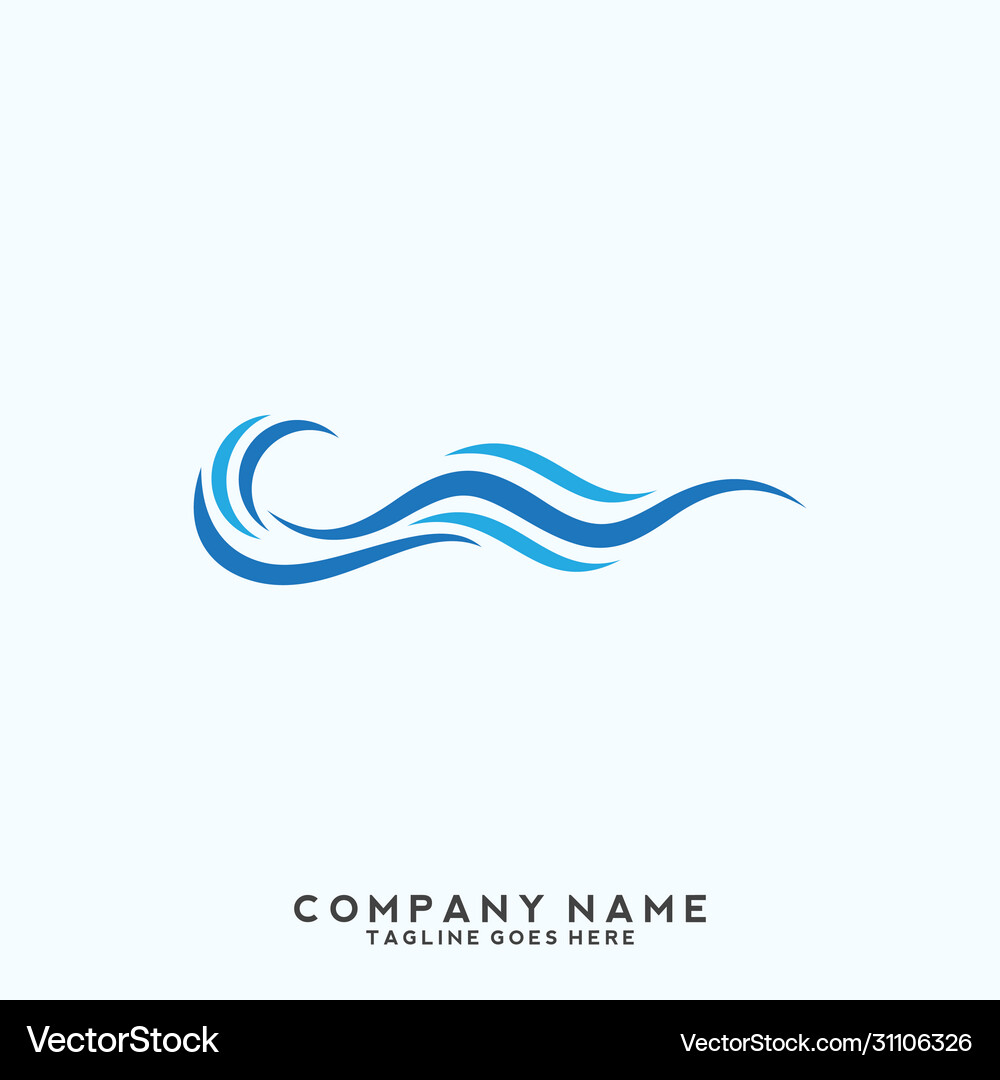 Water wave symbol and icon logo template Vector Image