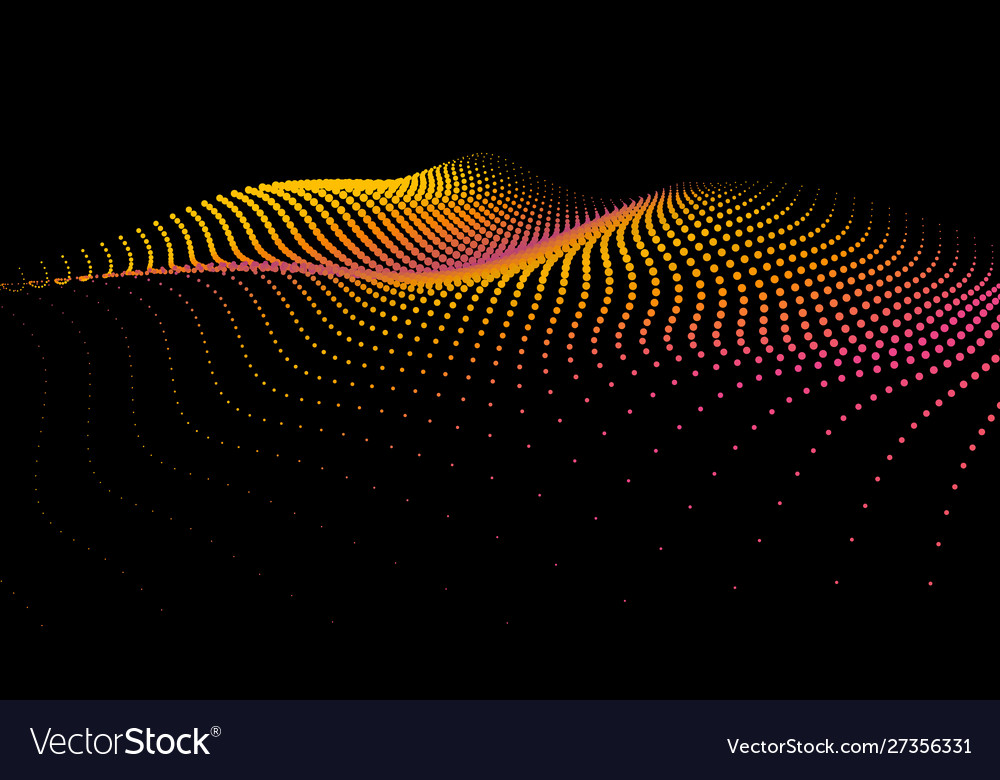 3d sea dots wave glowing stream background flow Vector Image