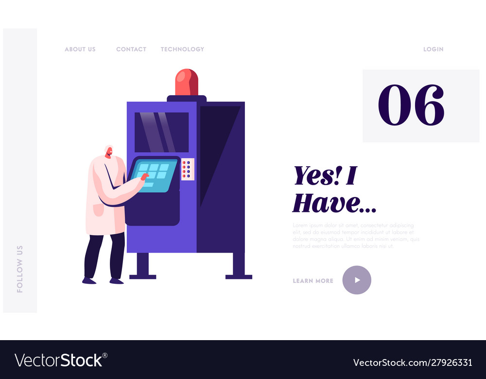 Automation process on factory website landing page