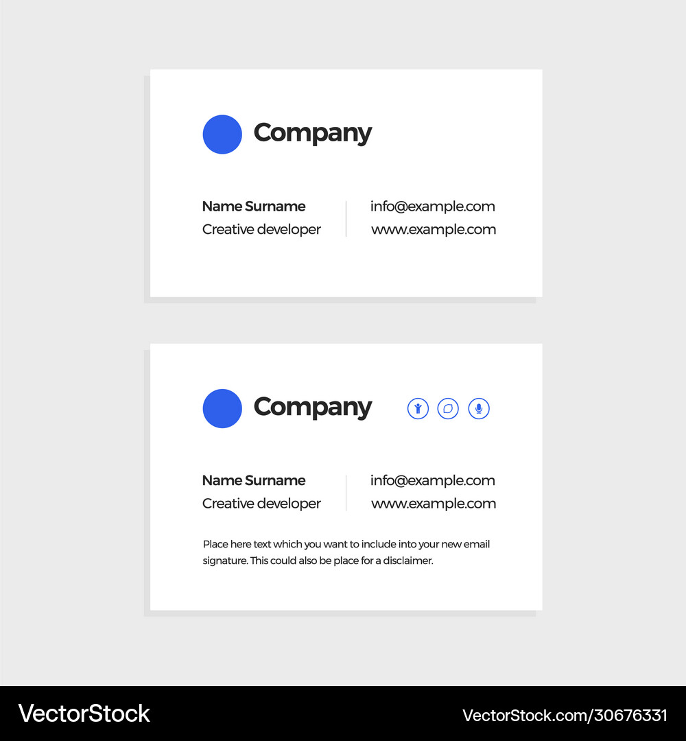 Corporate email signature design clean blue Vector Image