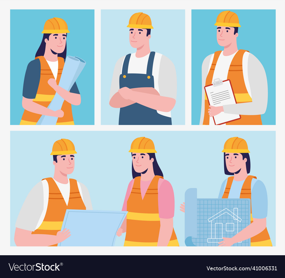 Engineers group people Royalty Free Vector Image