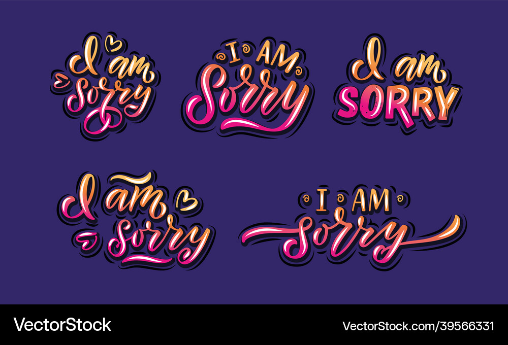 Hand sketched i am sorry lettering typography Vector Image
