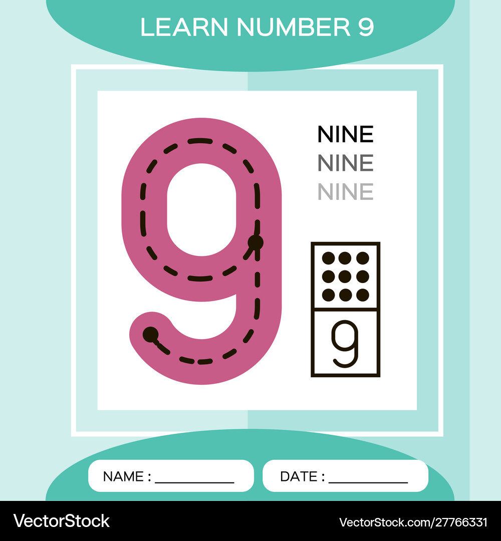 Learn number 9 nine children educational game Vector Image
