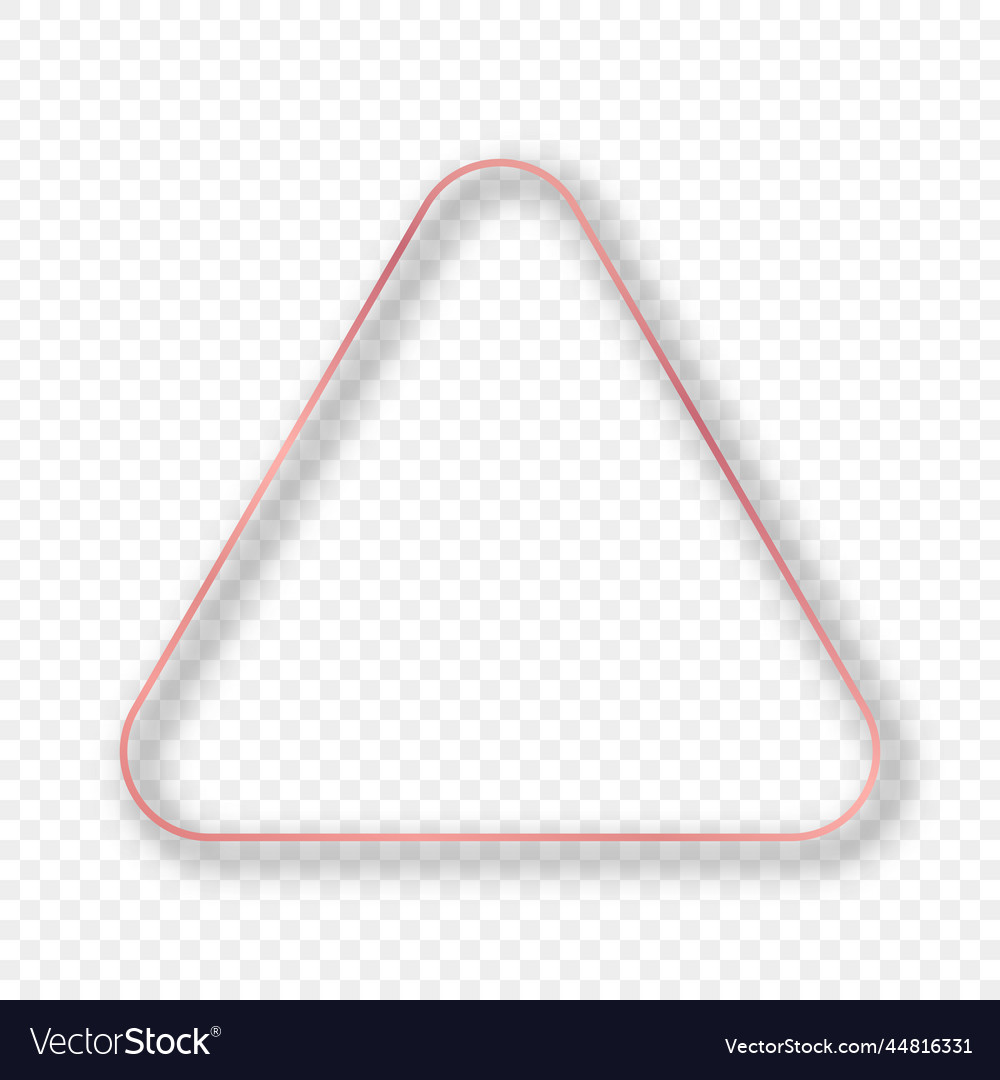 Rose gold glowing rounded triangle frame Vector Image