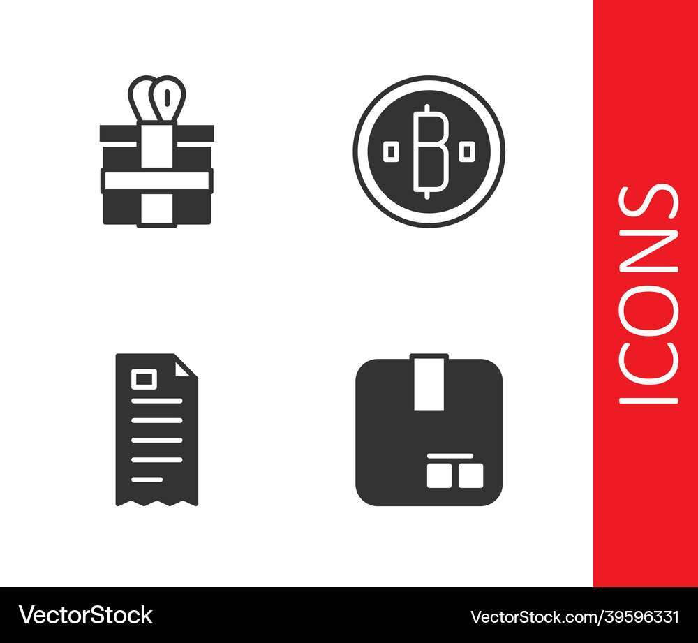 Set carton cardboard box gift financial check Vector Image