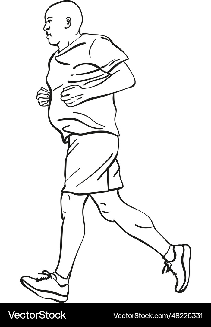 Sketch of running man hand drawn linear Royalty Free Vector