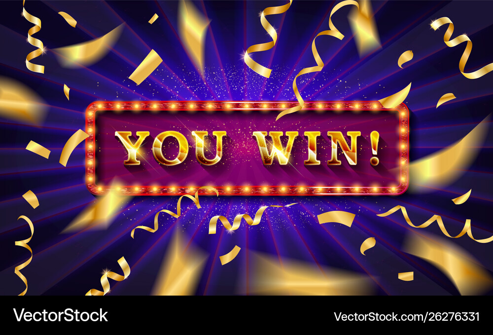 You win text over color golden confetti Royalty Free Vector