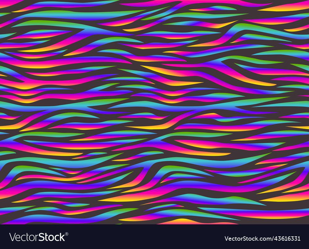 Zebra rainbow abstract seamless pattern neon Vector Image