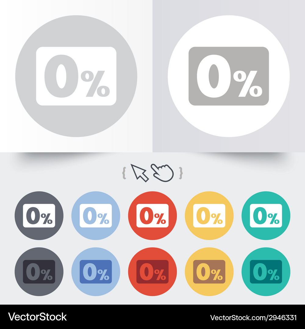 Zero percent sign icon credit symbol Royalty Free Vector