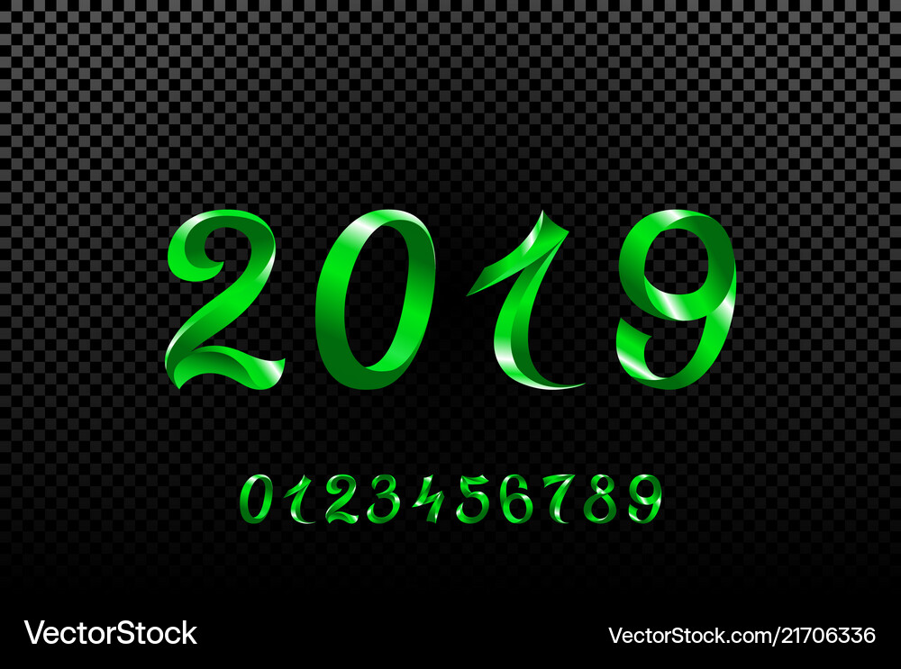 2019 green new year sign with glitter and loading Vector Image