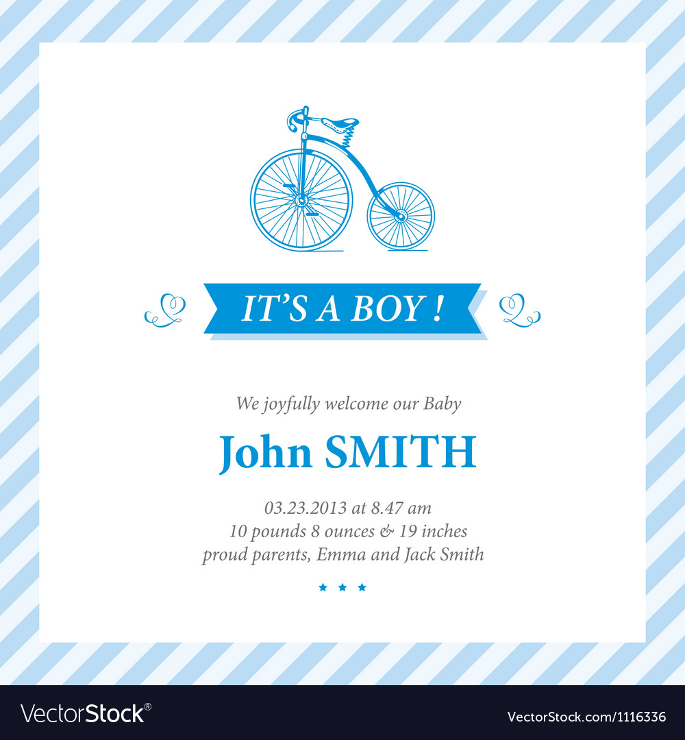 Baby Announcement Card It S Boy Royalty Free Vector Image