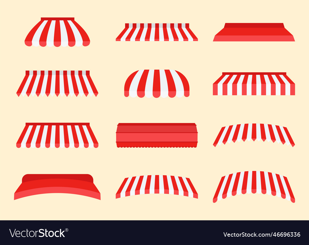 Canopies or awnings of different shapes Royalty Free Vector