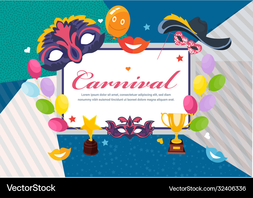 Carnival photo frame card postcard happy Vector Image
