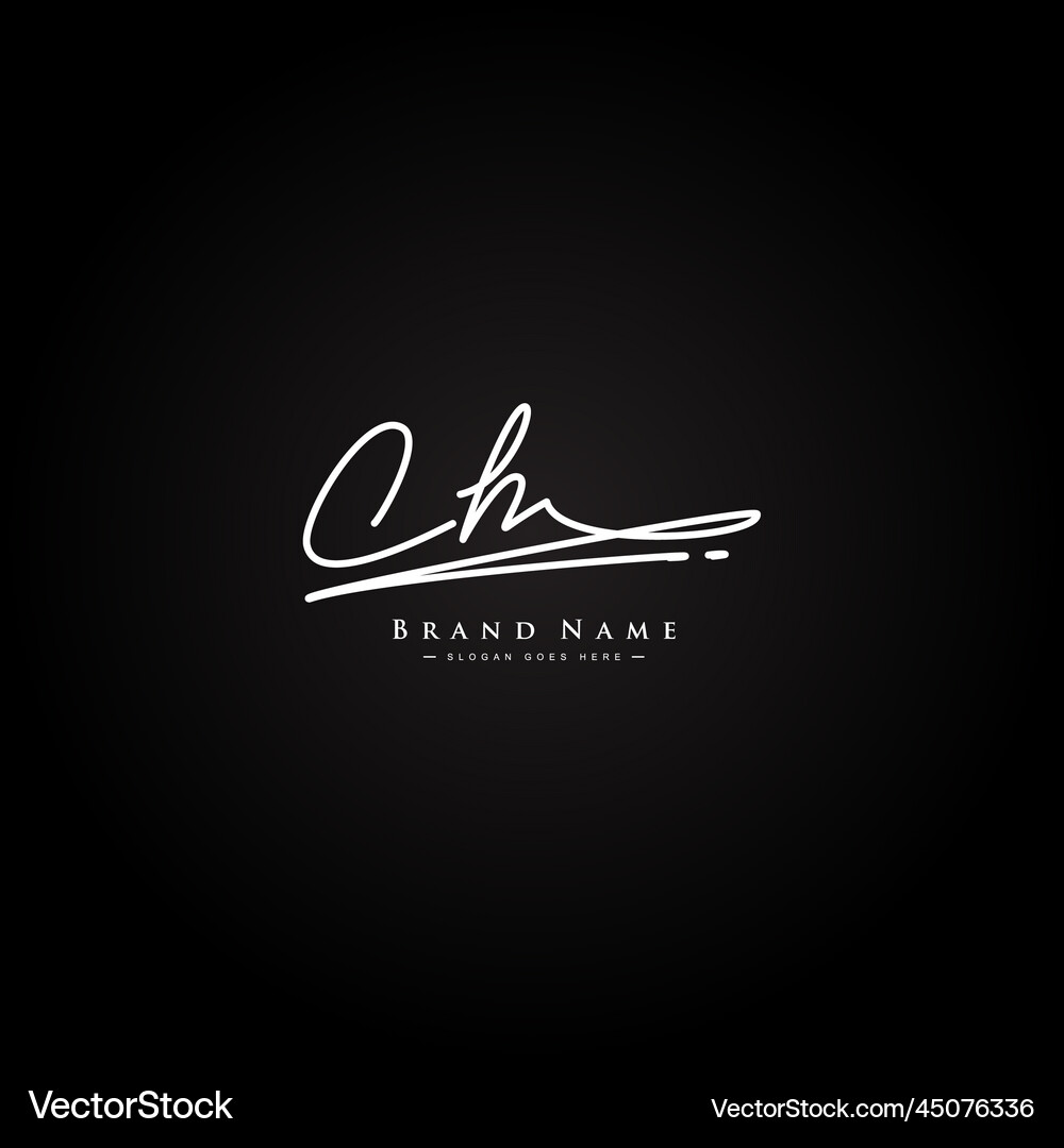 Ch simple signature logo - handwritten template Vector Image