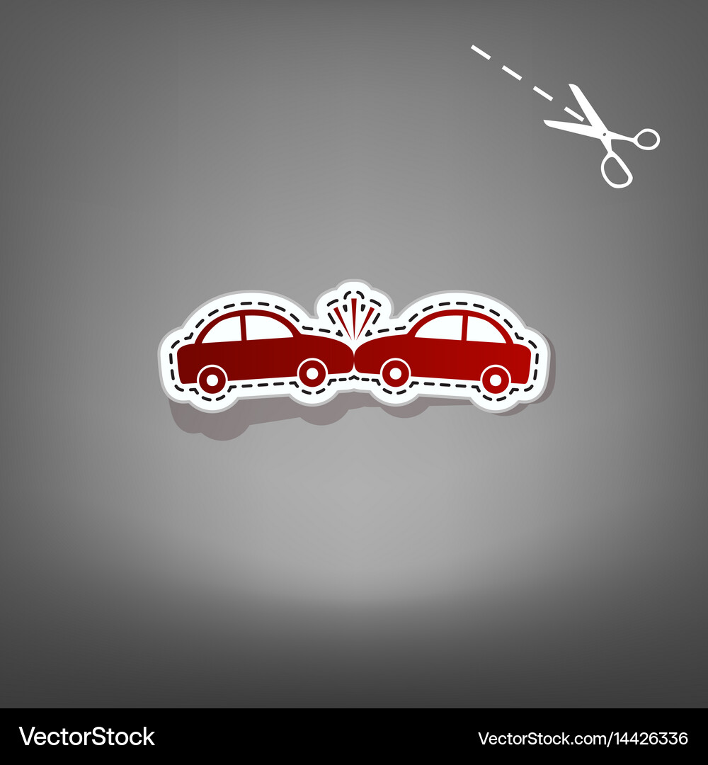 Crashed cars sign red icon Royalty Free Vector Image