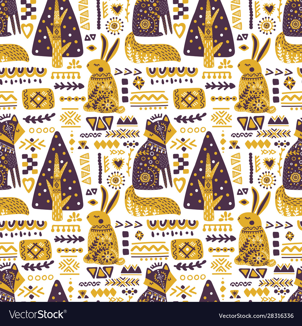 Folk art pattern Royalty Free Vector Image - VectorStock